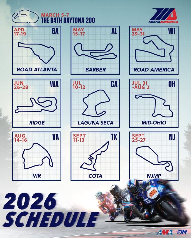 MotoAmerica announces 2026 Superbike schedule